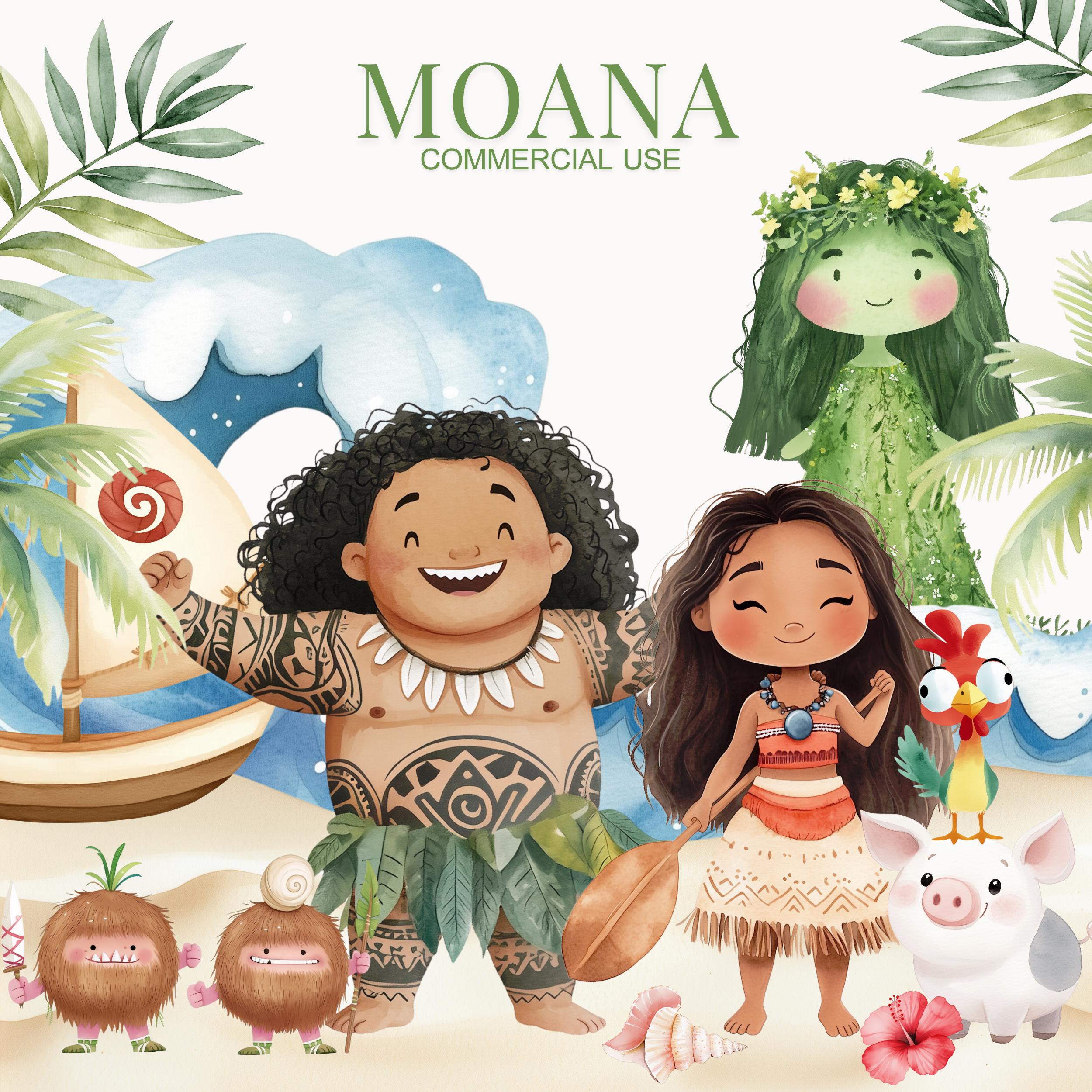 Cute Moana Clipart, Polynesian Princess, Maui, Heihei, Pua, Cute ...