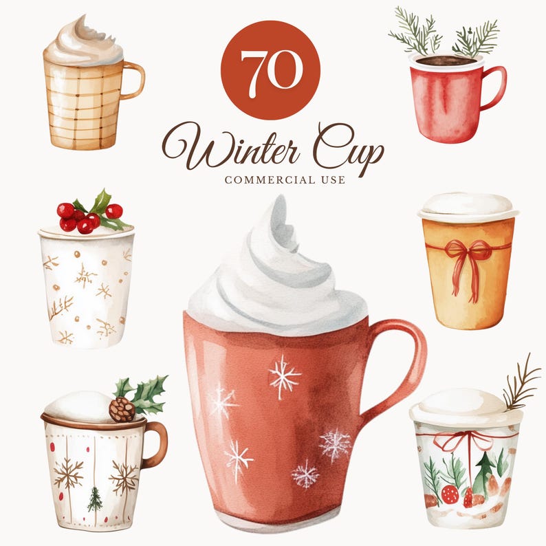 Winter Cups Clipart , Christmas Coffee , Tea Clipart Hot Chocolate ...