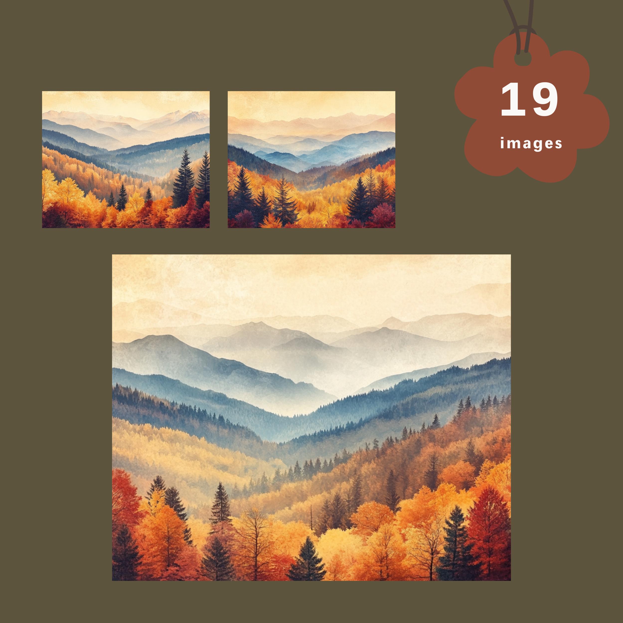Printable Watercolor Fall Landscape Paper, Cozy Autumn Ephemera, Fall ...