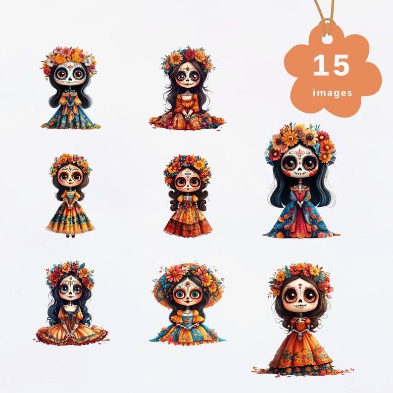 Cute Dolls La Catrina Day of the Dead PNG Clipart Día De Los Muertos ...