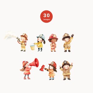 Cute Firefighters Clipart, Cute Watercolor Clipart, Fire Extinguisher ...
