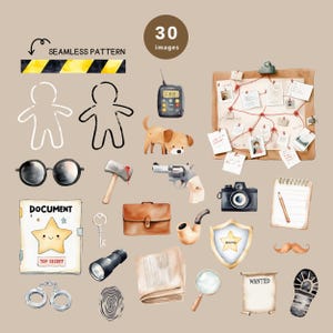 Cute Detective Watercolor Clipart, Detective Graphics, Private ...