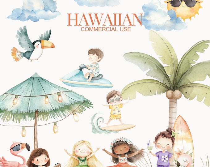 Cute Hawaiian Clipart - Hula Dance Clipart - Luau Clipart - Tropical ...