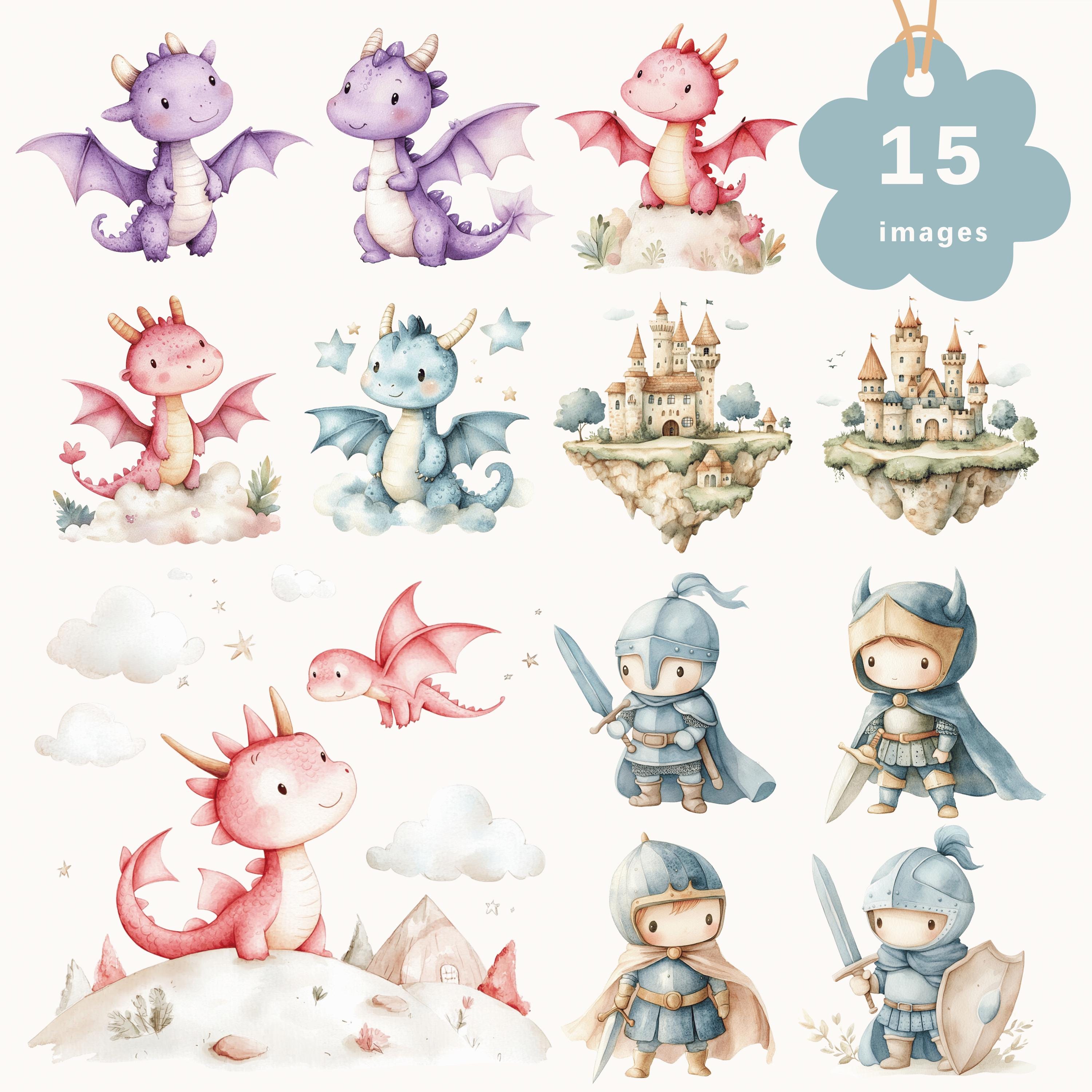 Baby Dragon Nursery Clipart Set Cute Dragon Pngs, Cute Fantasy Dragons ...