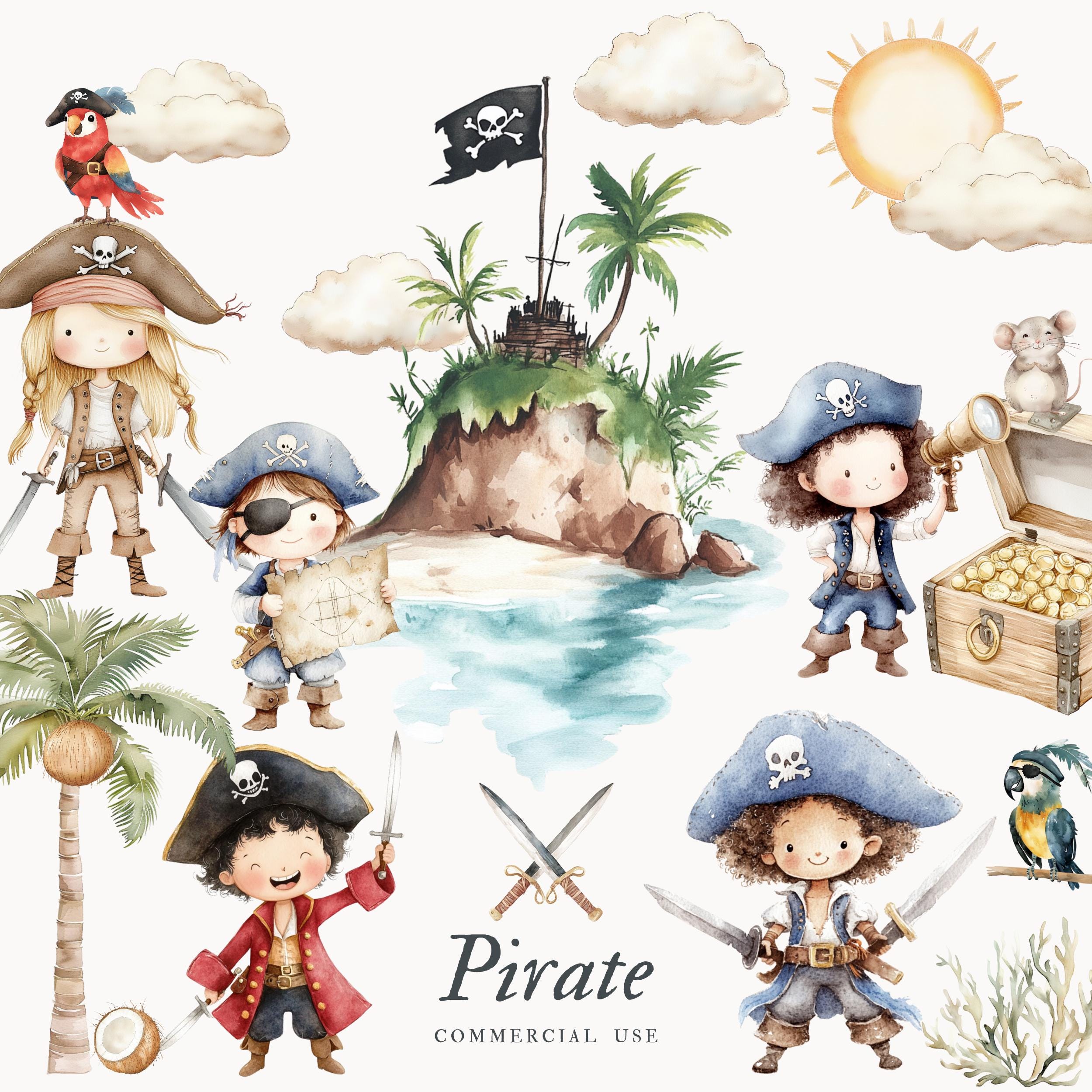 Cute Pirate Clipart, Cute Pirate Caribbian Clipart PNG, Treasure Trove ...