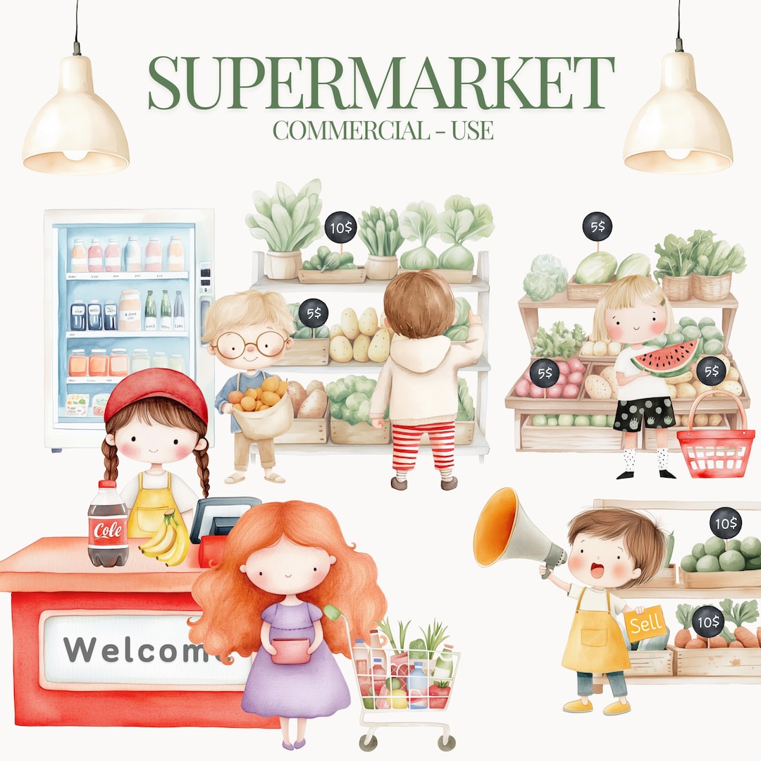 Grocery Store, Supermarket Clipart, Mini Mart, Canned Food Clipart ...