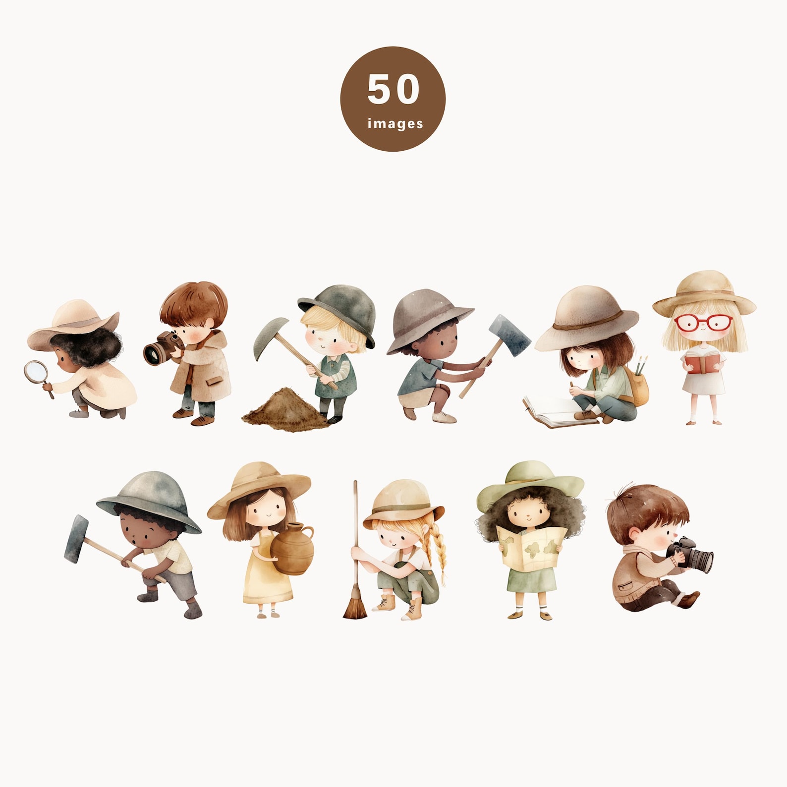 Little Archeology Watercolor Clipart, Archeology Graphics, Ancient ...