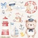 Little Sailor Watercolor Clipart Bundle,cute Sailor Teddy Bear Clipart ...