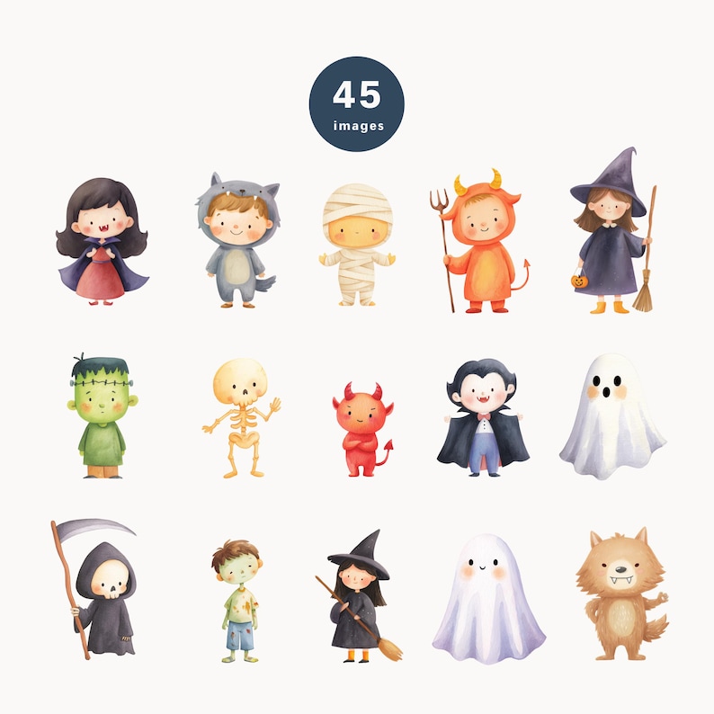 Cute Halloween Clipart, Pumpkin Clipart, Witch, Cute Monster Clipart ...