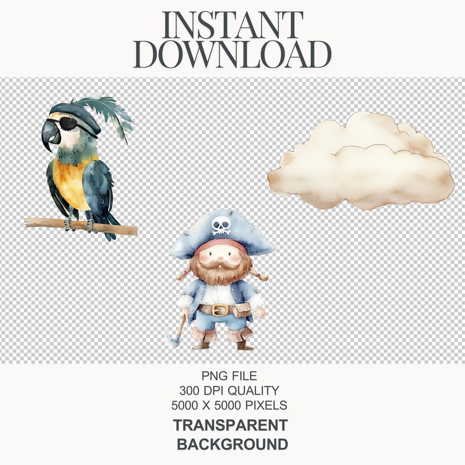 Cute Pirate Clipart, Cute Pirate Caribbian Clipart PNG, Treasure Trove ...