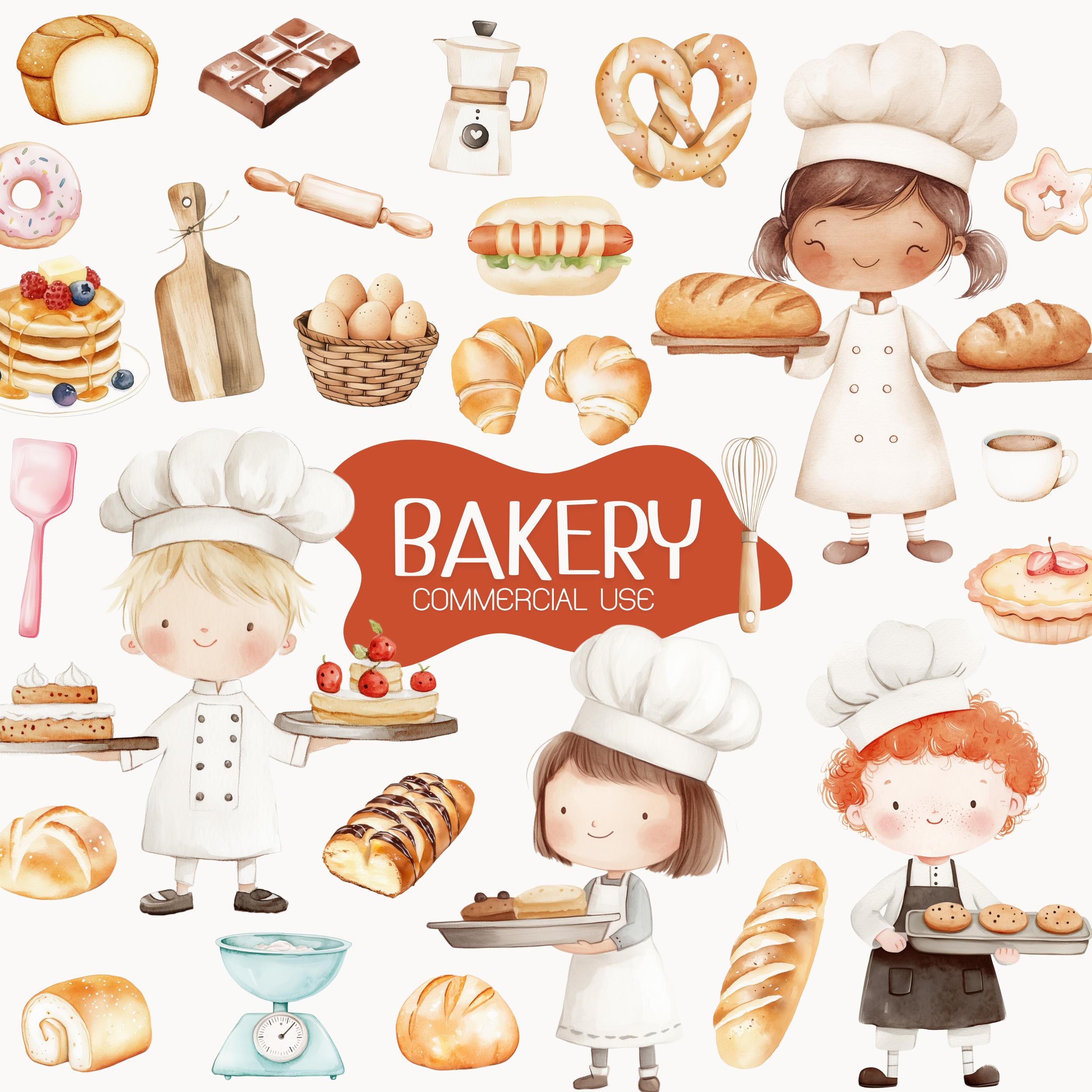 Cute Watercolor Baking Clipart, Bakery Clipart, Home Activies, Baling ...