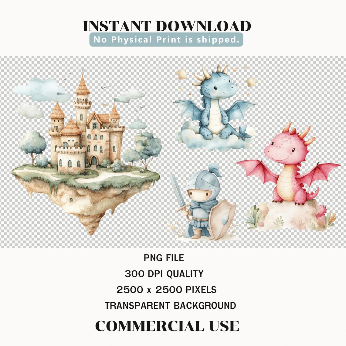 Baby Dragon Nursery Clipart Set Cute Dragon Pngs, Cute Fantasy Dragons ...