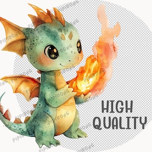 Watercolor Dragon Clipart Bundle | Baby Fantasy Dragon PNG, Mystical ...