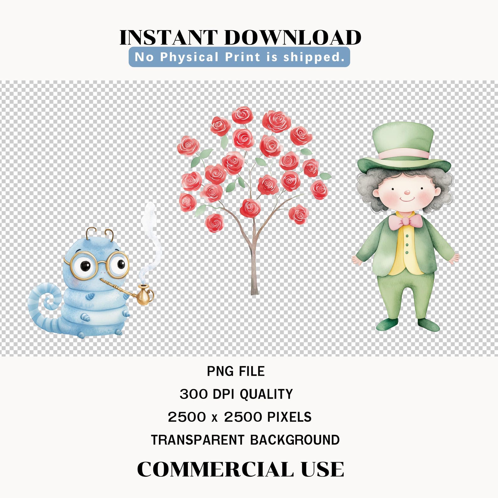 Alice in Wonderland Watercolor Clipart, Tea Party, Alice PNG, Alice in ...