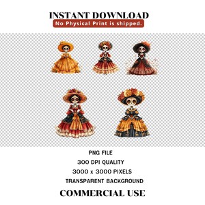Cute Dolls La Catrina Day of the Dead, Día De Los Muertos PNG Clipart ...