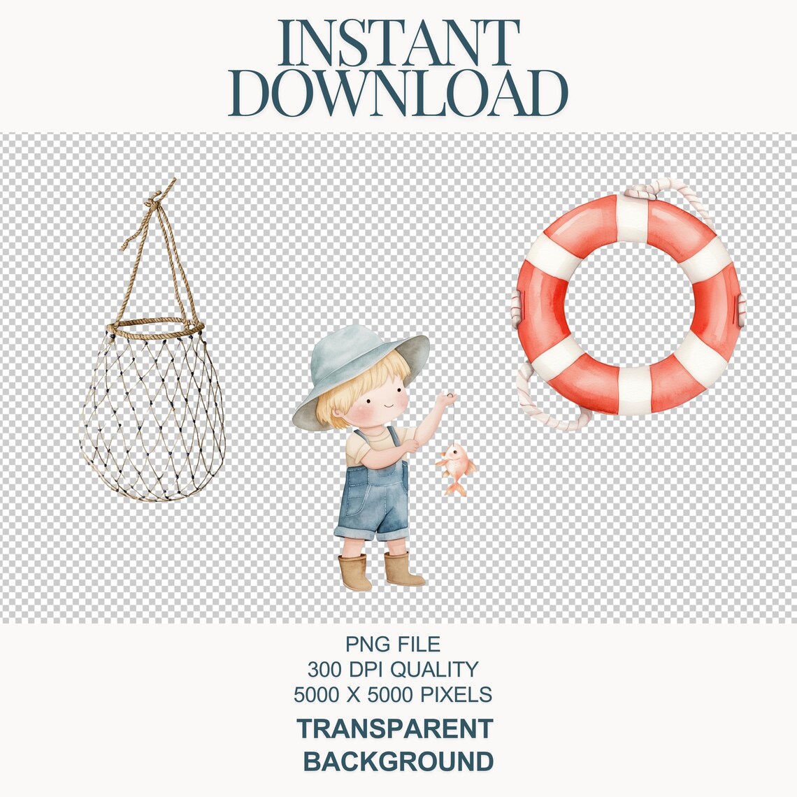 Watercolor Fishing Clipart, Fishing Items , Activity, Watercolor ...