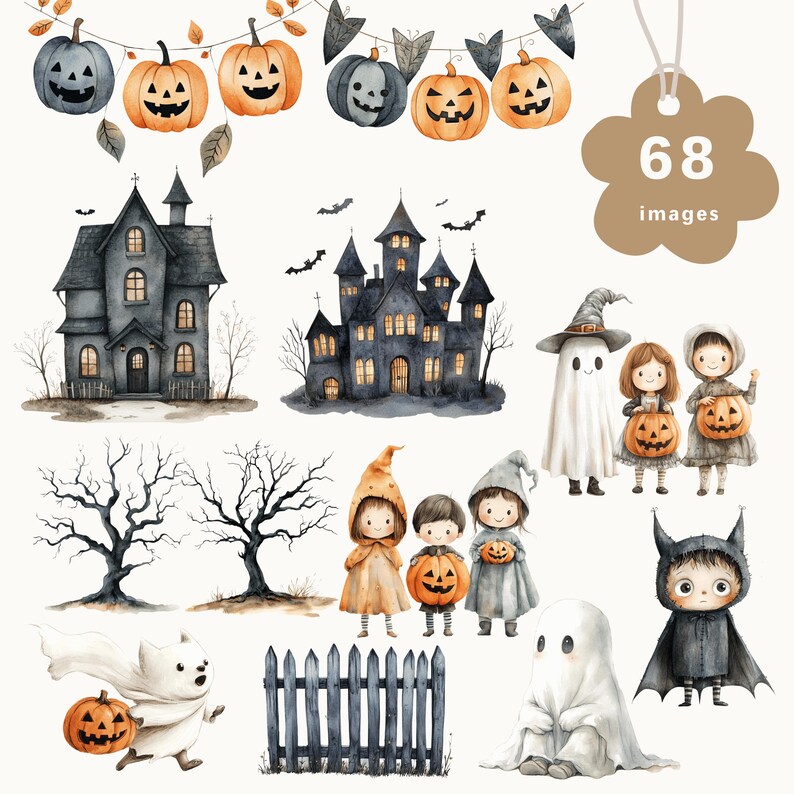 Watercolor Happy Halloween Clipart PNG Halloween Clipart, Jack-o ...