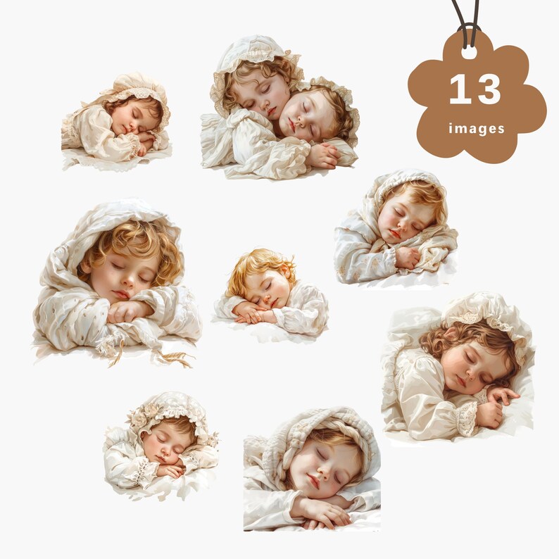 Baby Sleeping Clipart, Nursery Print, Printable Watercolor Clipart ...