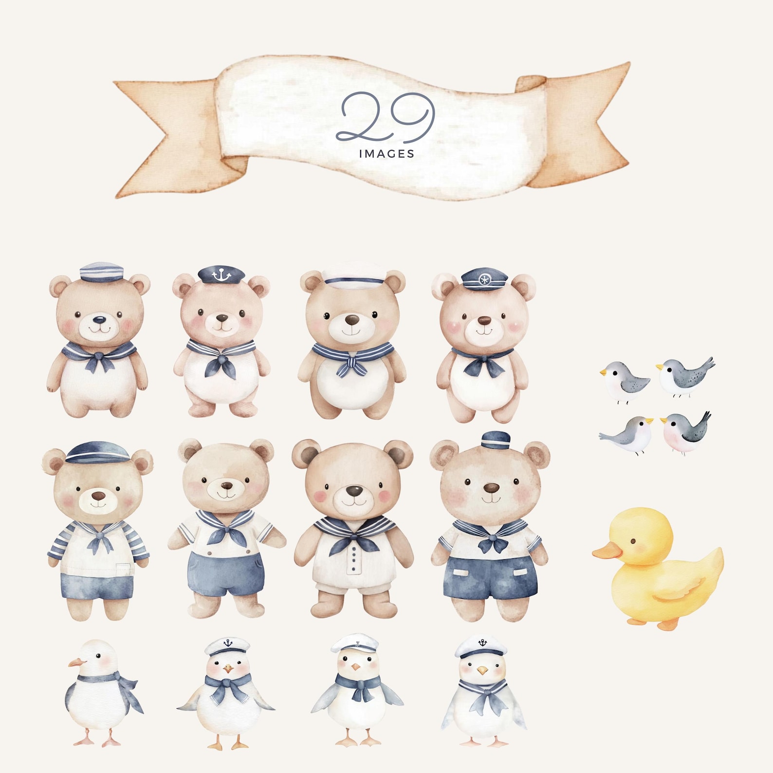 Little Sailor Watercolor Clipart Bundle,cute Sailor Teddy Bear Clipart ...