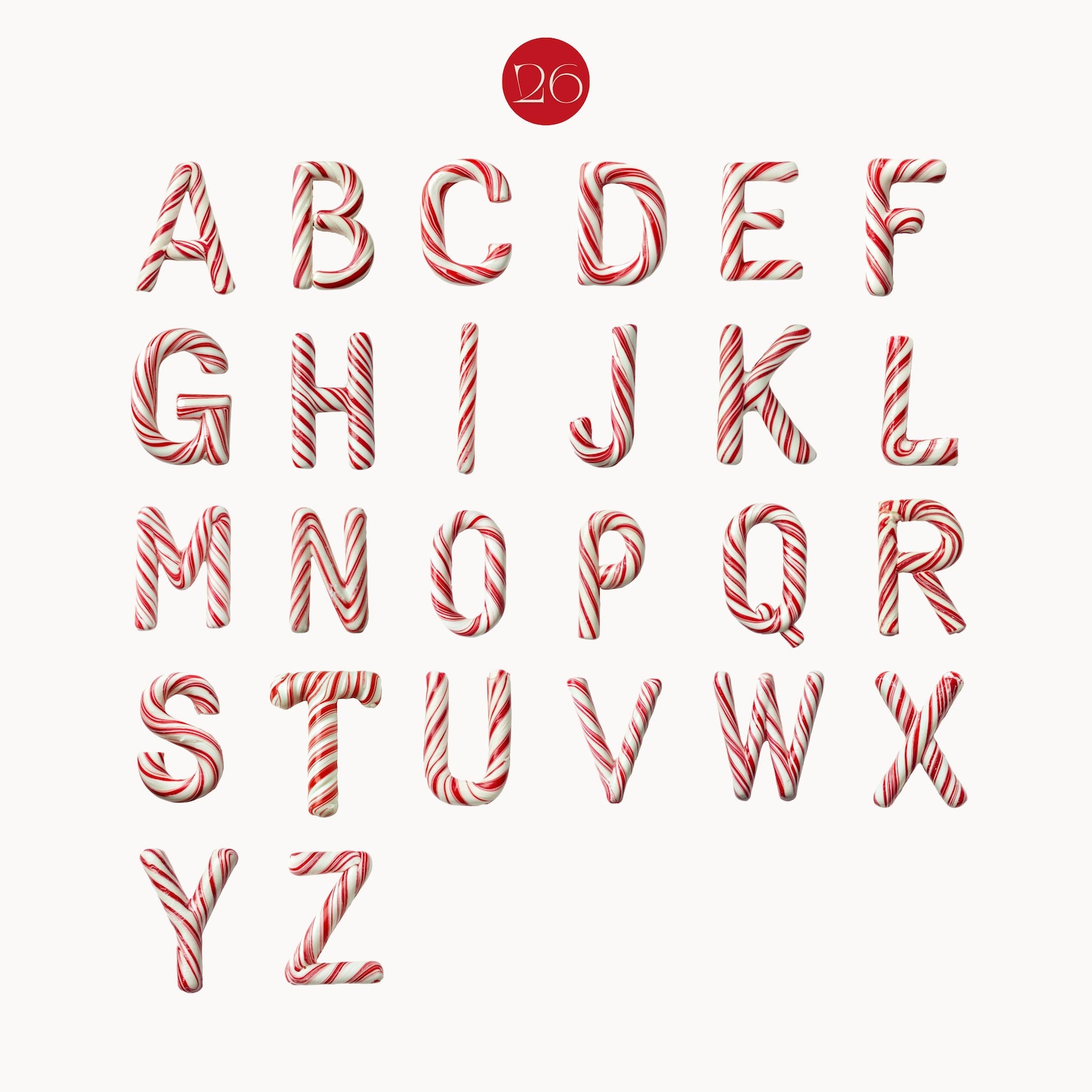 Candy Cane Alphabet, Cricut & Printable Candy Cane Alpha, Candy ...