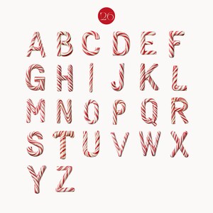 Candy Cane Alphabet, Cricut & Printable Candy Cane Alpha, Candy ...