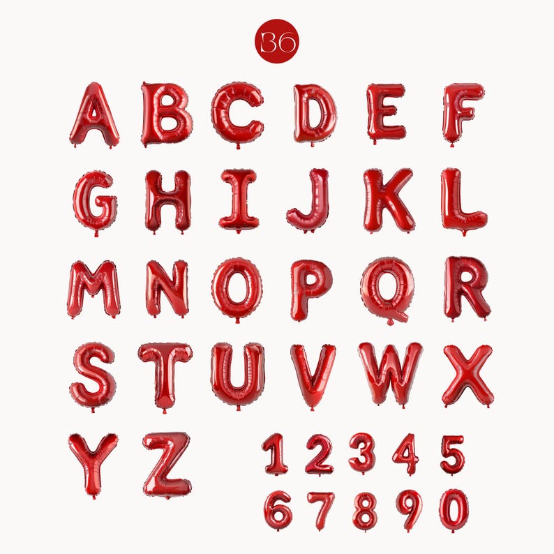 Red Foil Balloon Alphabet Clip Art, Red Alphabet Graphics in PNG Format ...