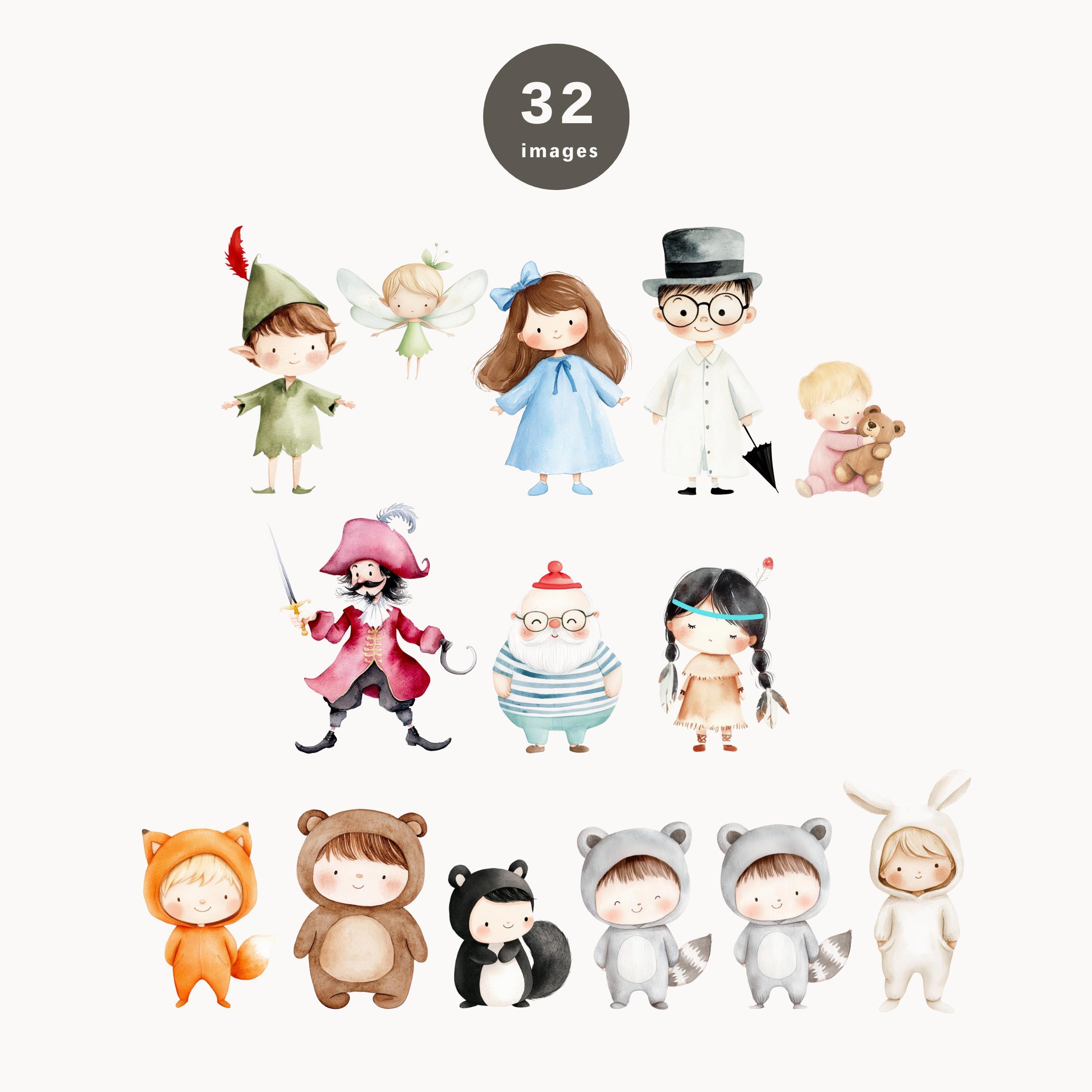 Peter Pan Watercolor Clipart, Fairy Tale Clip Art, Cute Tinkerbell ...