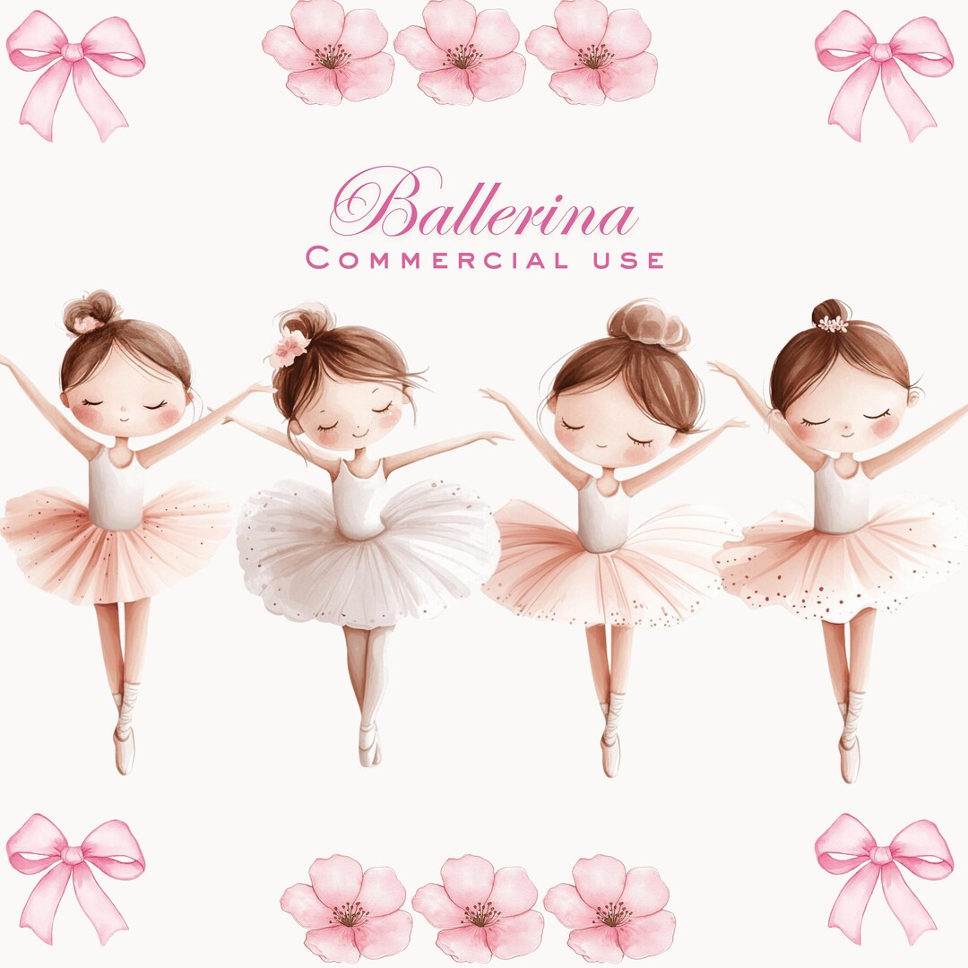 Swan & Ballerina Watercolor Clipart Pastel Pink Ballerina Clipart ...