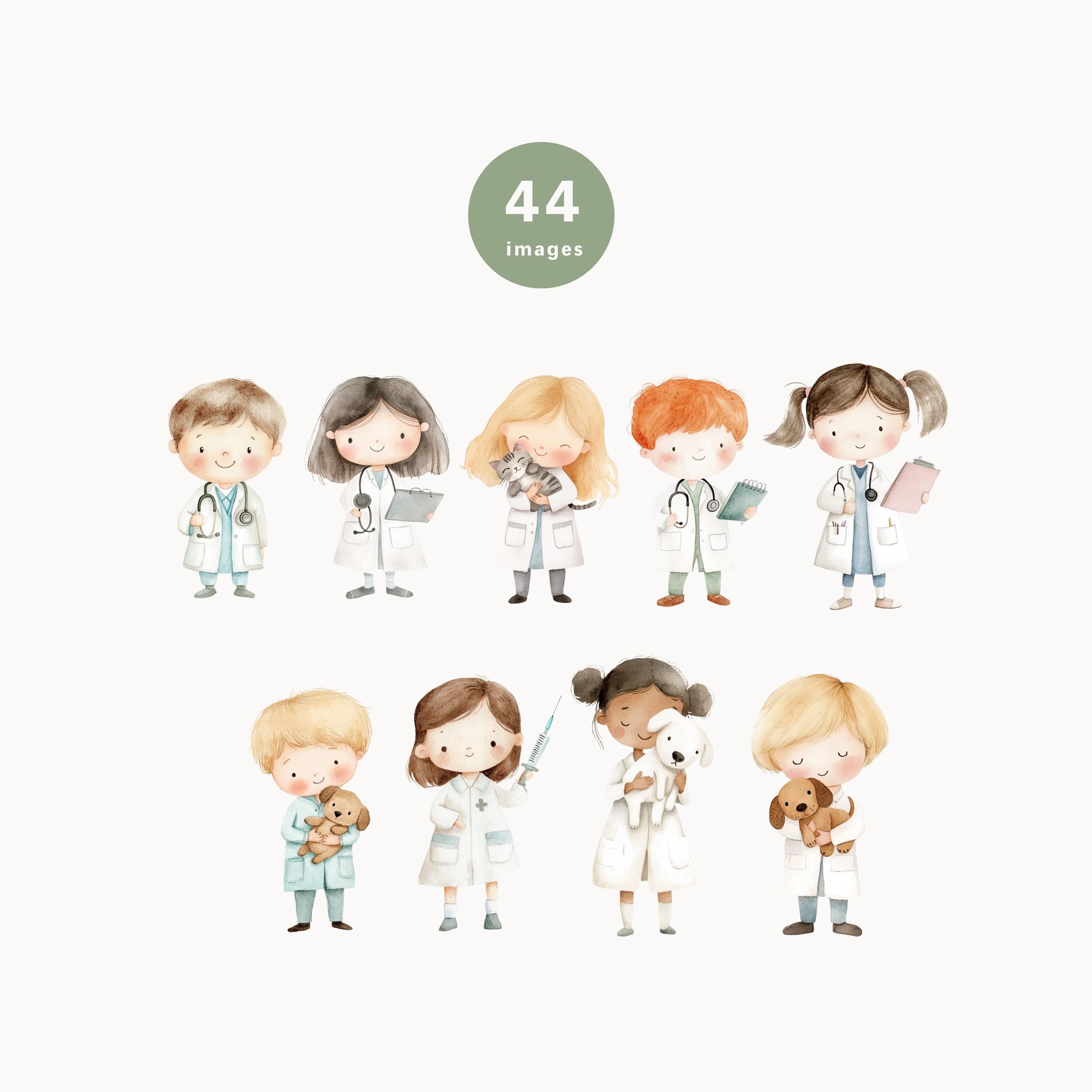 Cute Charming Pet Clinic Clipart, Cat and Dog Illustrations, Watercolor ...