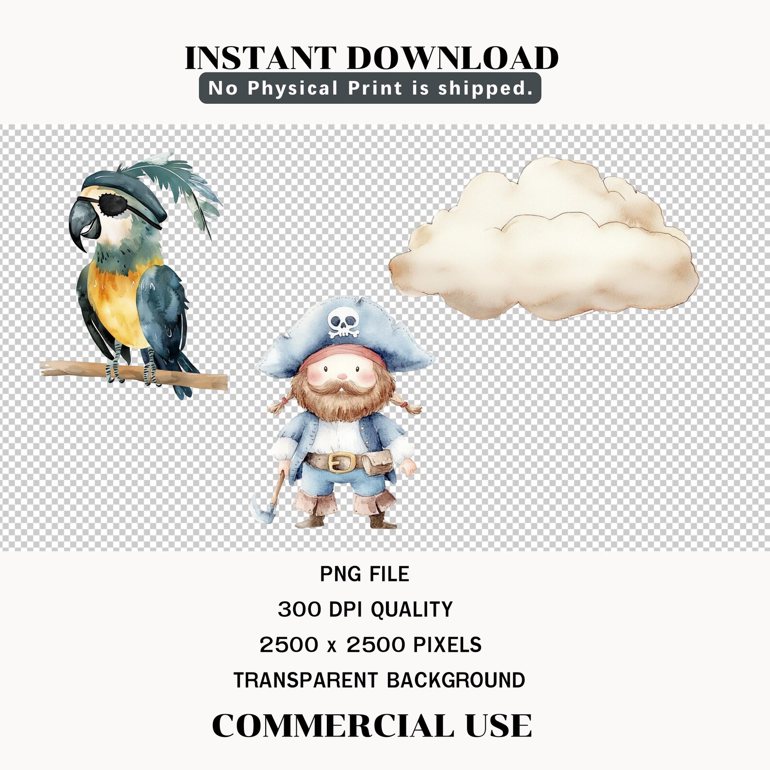 Cute Pirate Clipart, Cute Pirate Caribbian Clipart PNG, Treasure Trove ...