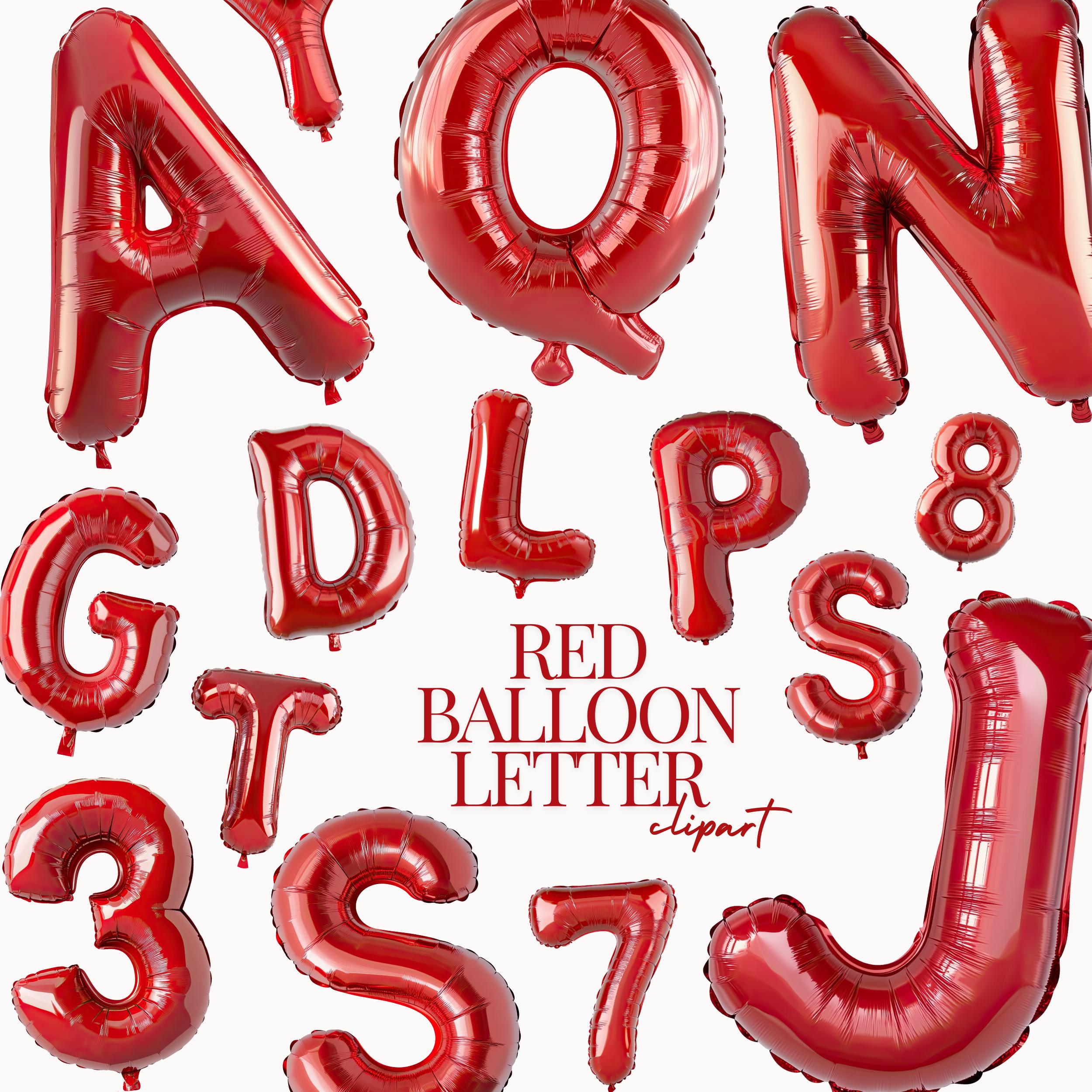 Red Foil Balloon Alphabet Clip Art, Red Alphabet Graphics in PNG Format ...