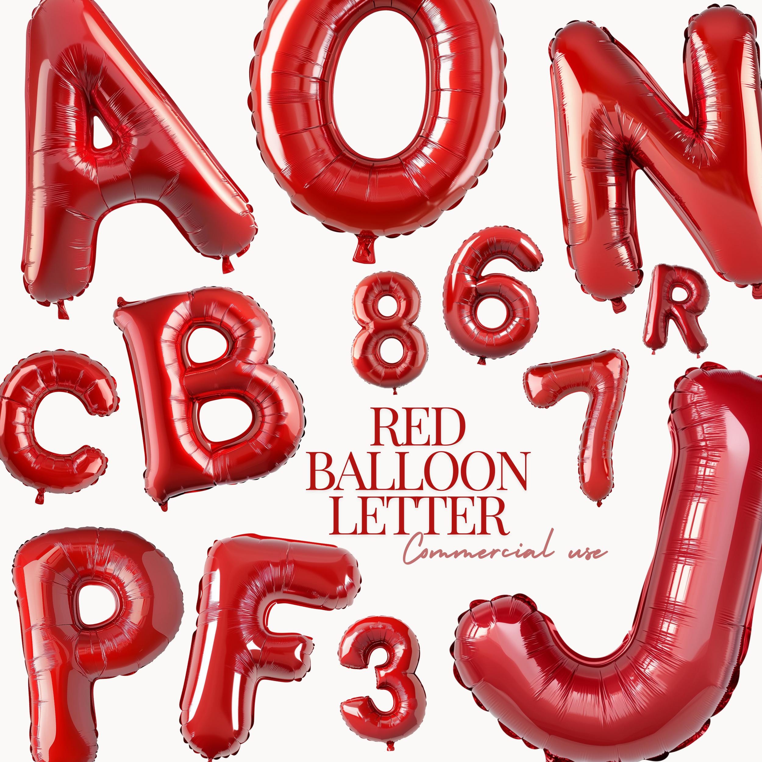Red Foil Balloon Alphabet Clip Art, Red Alphabet Graphics in PNG Format ...