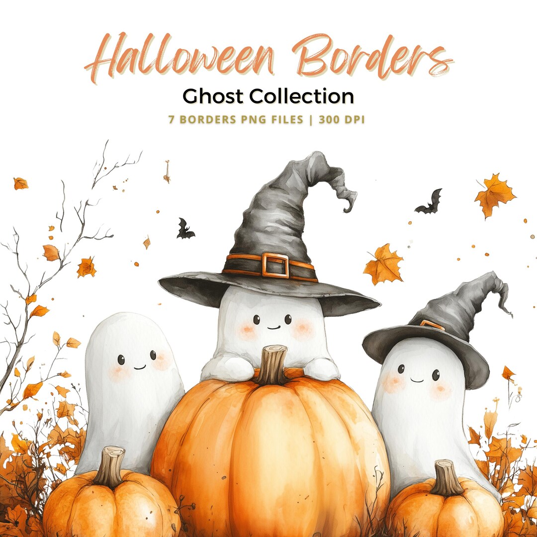 Halloween Cute Ghost Patterns, Cute Ghost , Halloween Card, Digital ...