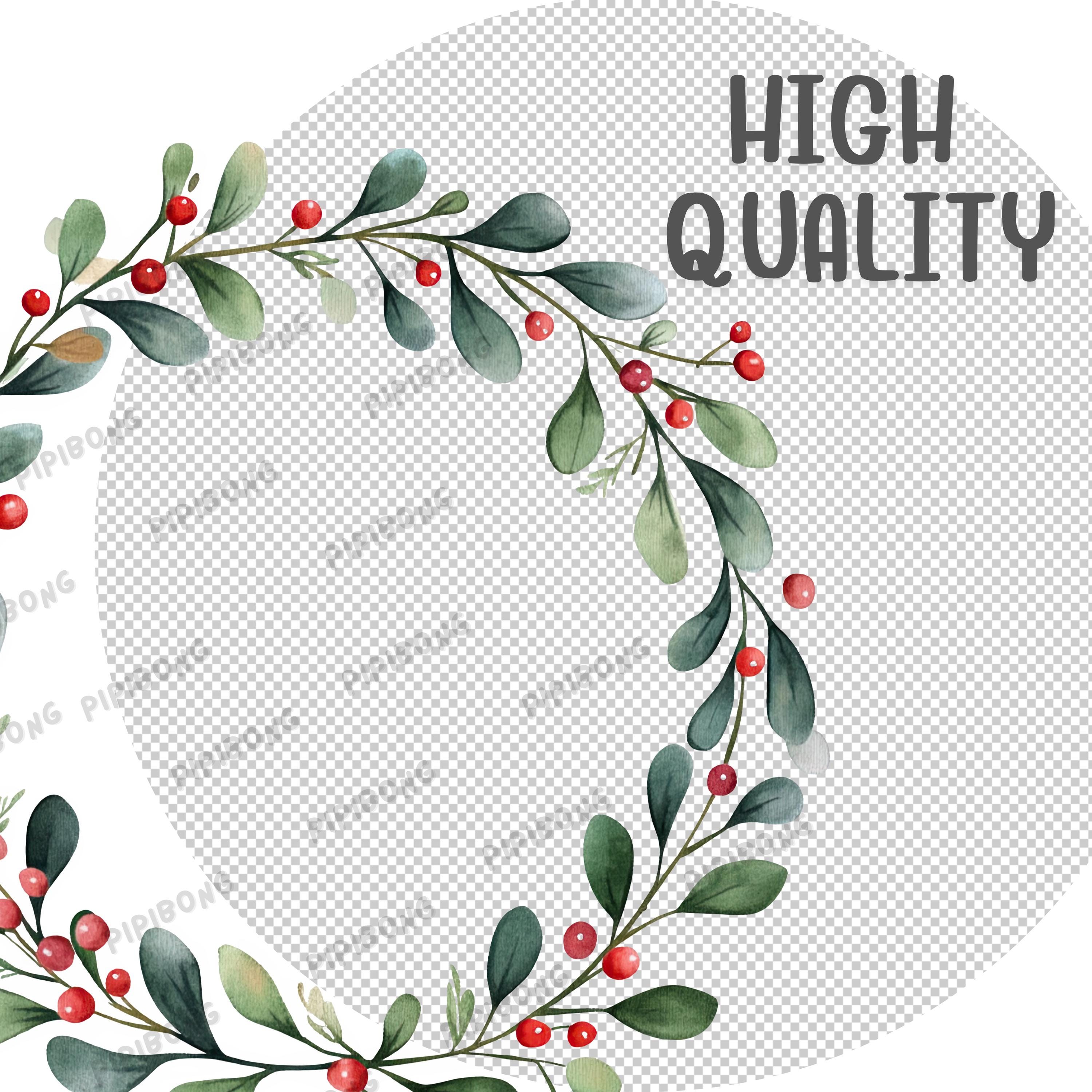 Watercolor Christmas Wreath Clipart, Xmas Wreath Clipart, Winter Leaves ...