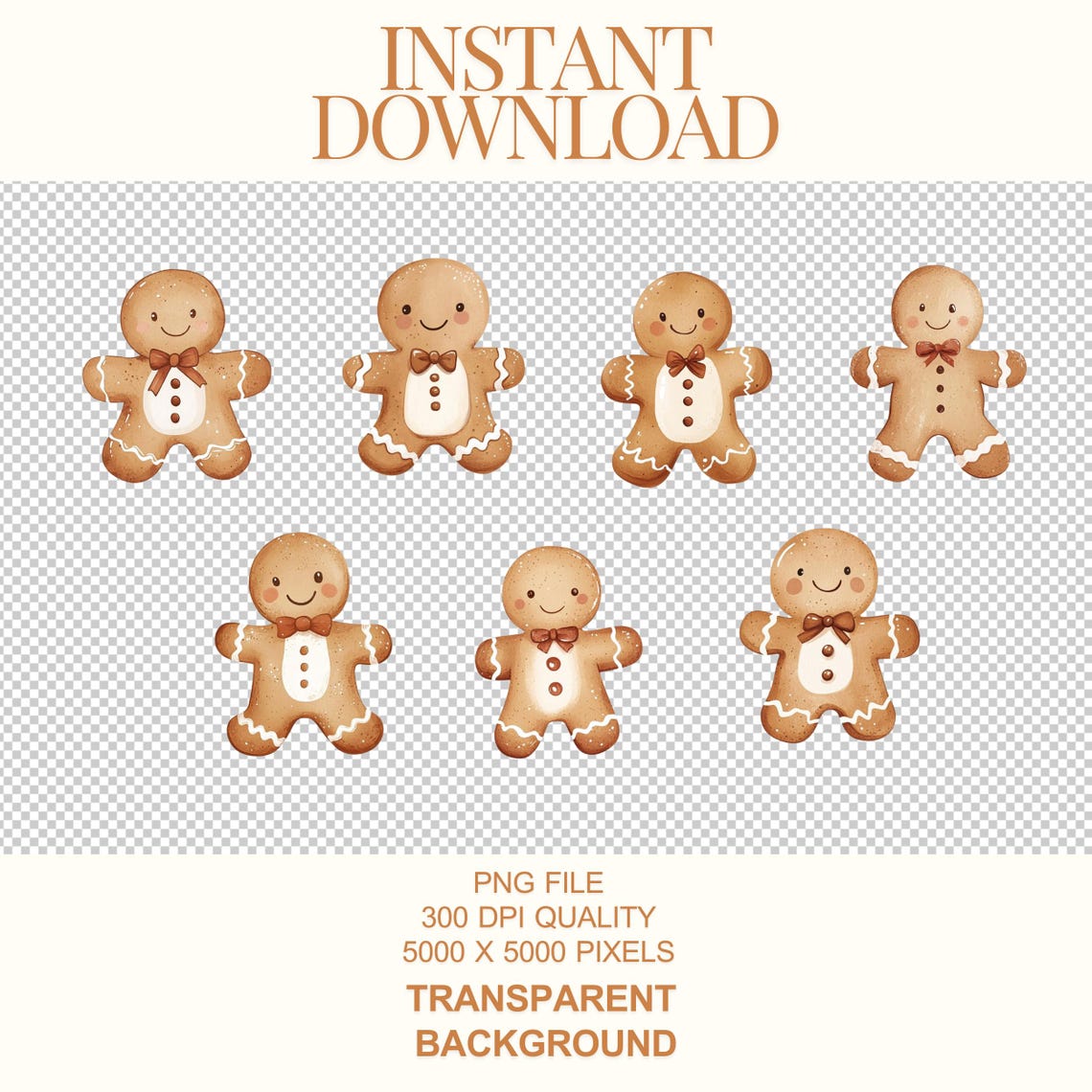 Cute Gingerbread Clipart PNG, Christmas Clipart, Watercolor Gingerbread ...