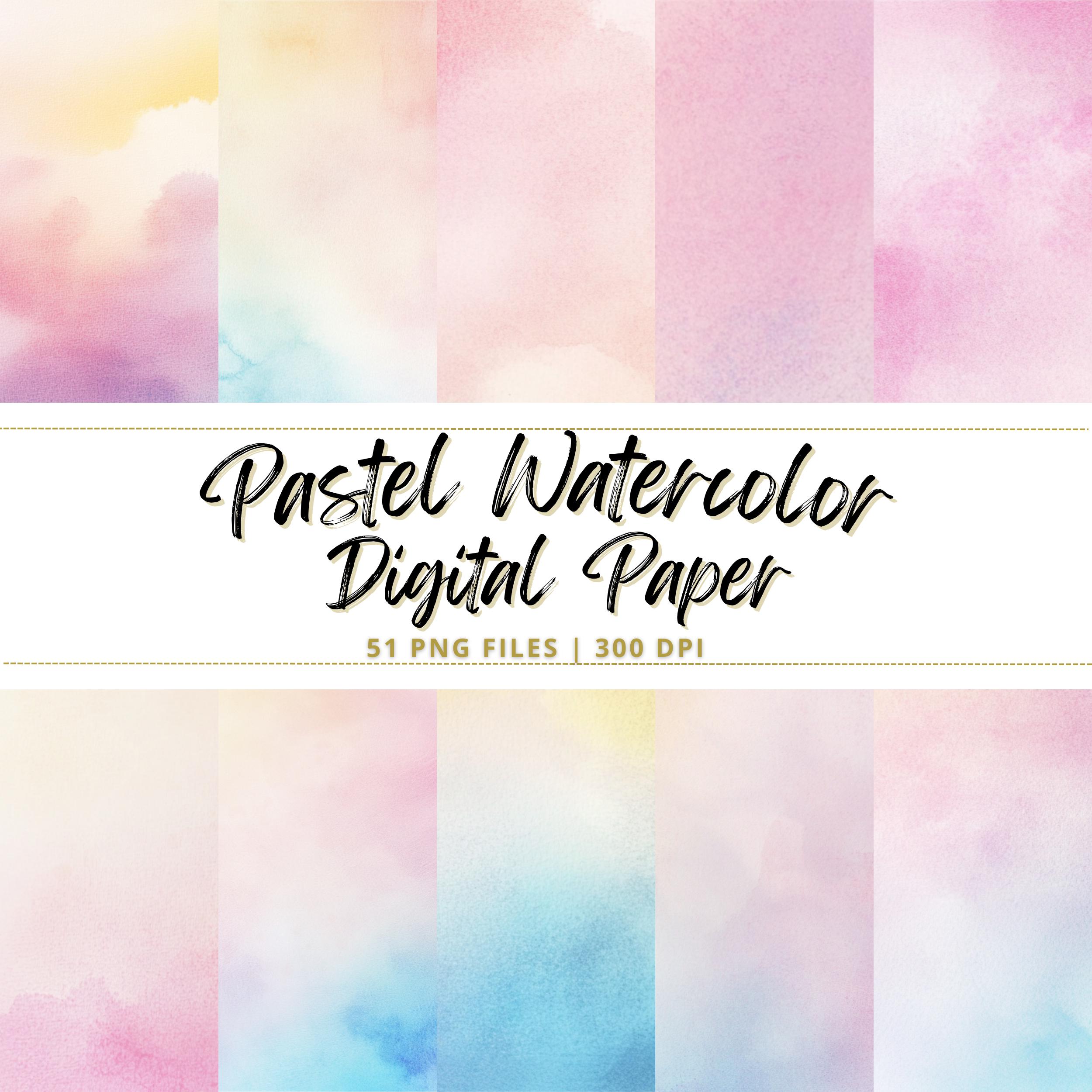 Pastel Watercolor Digital Paper, Pastel Rainbow Paper, Pastel Digital ...