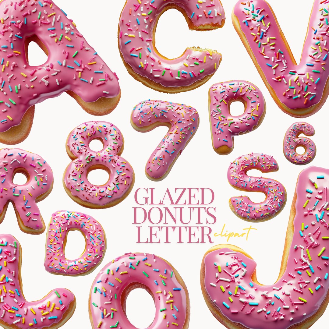Alphabet Pink Glazed Donuts Letter, Donut Letters, Glazed Donuts Letter ...