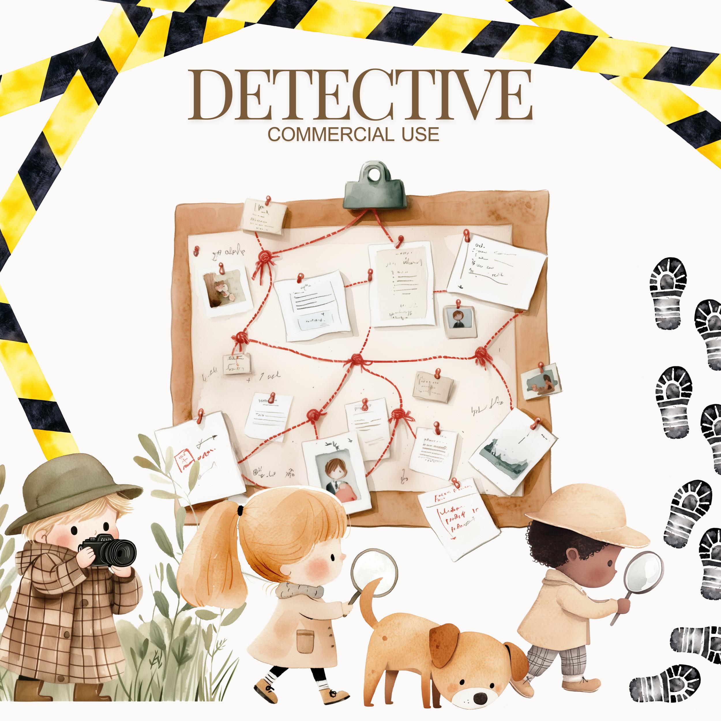 Cute Detective Watercolor Clipart, Detective Graphics, Private ...