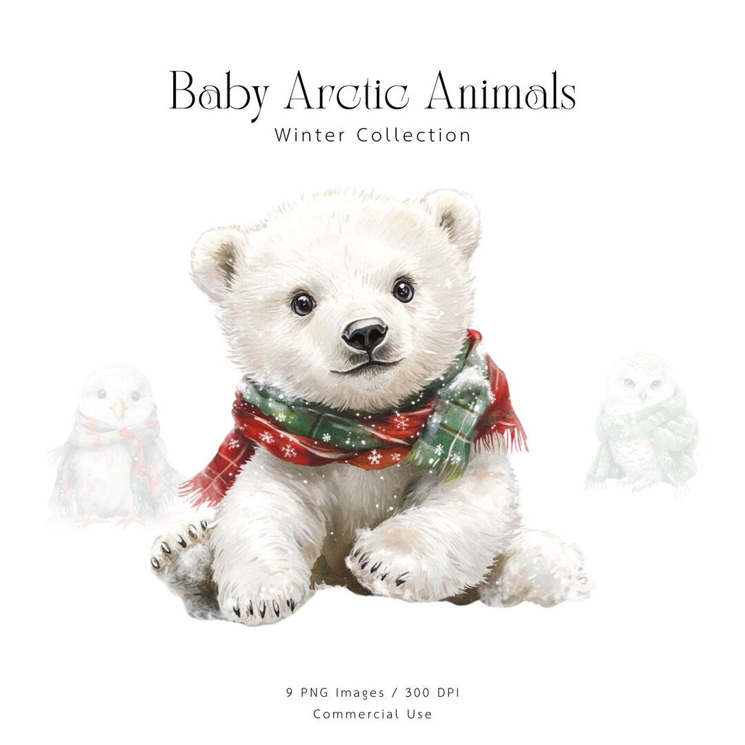 Christmas Animals Clipart,winter Clipart, Arctic Animals Winter, Baby ...