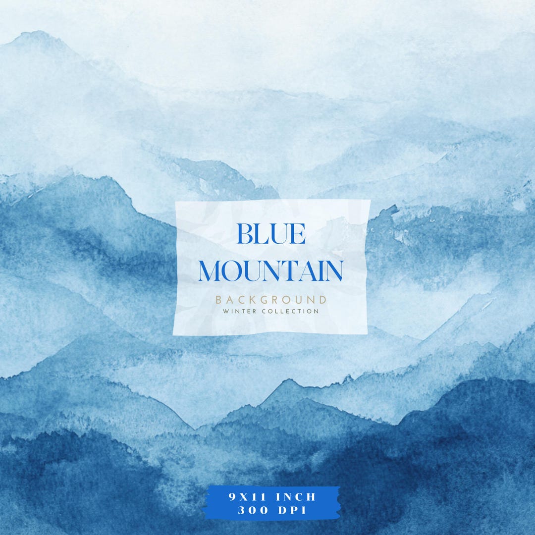 Printable Winter Blue Mountain Landscape Digital Paper, Snow Forest ...