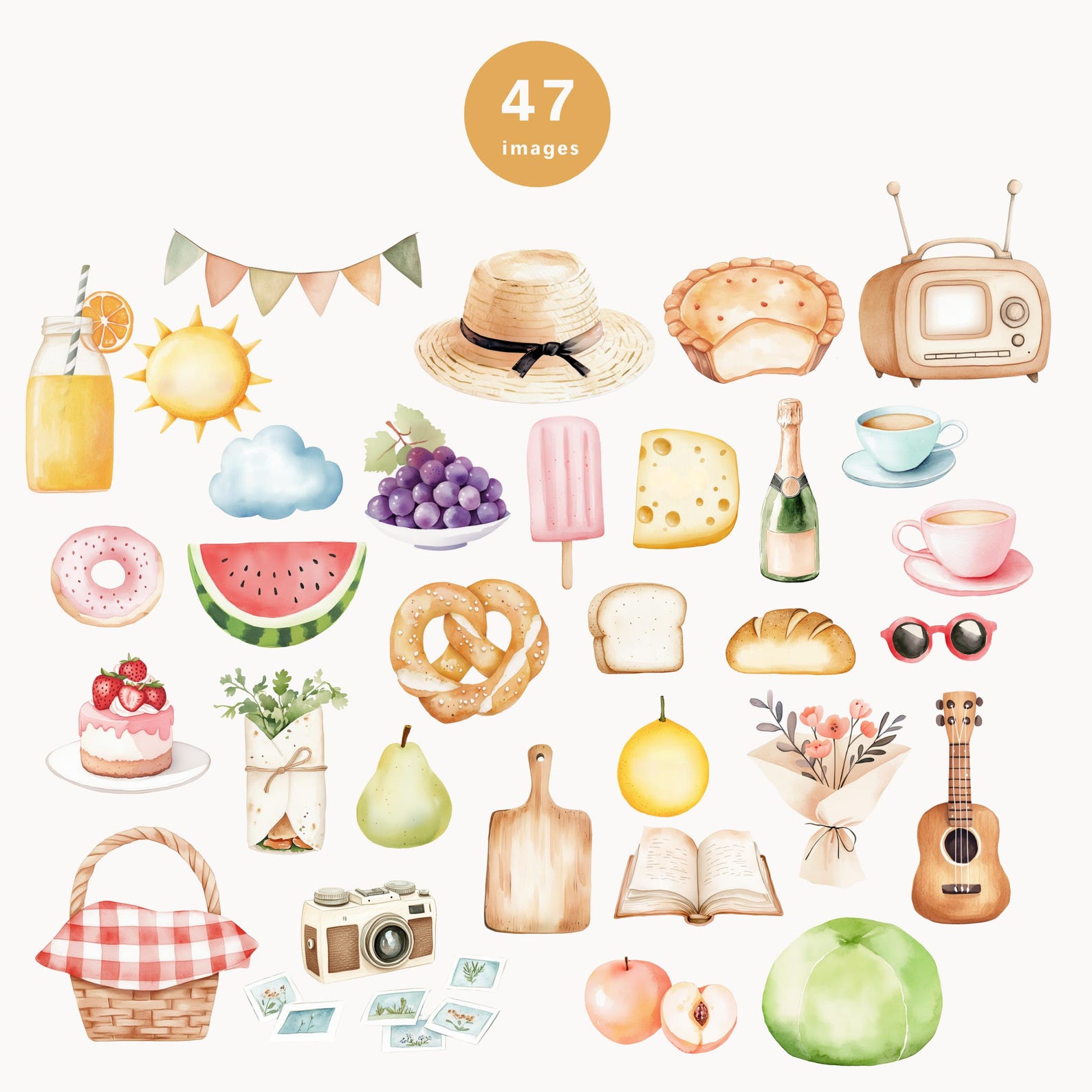 Picnic Watercolor Animals ,picnic Party Clipart,cute Picnic Clipart ...