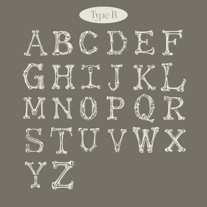 Bones Alphabet Png 2 Pack, Bones Font, Bones Letter Png, Bones Clipart ...