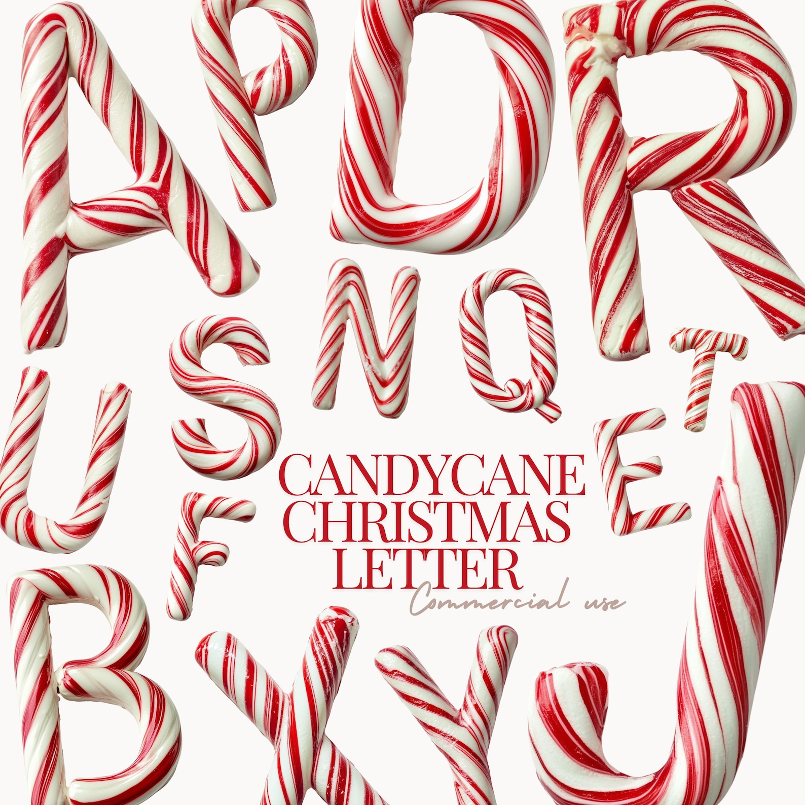 Candy Cane Alphabet, Cricut & Printable Candy Cane Alpha, Candy ...