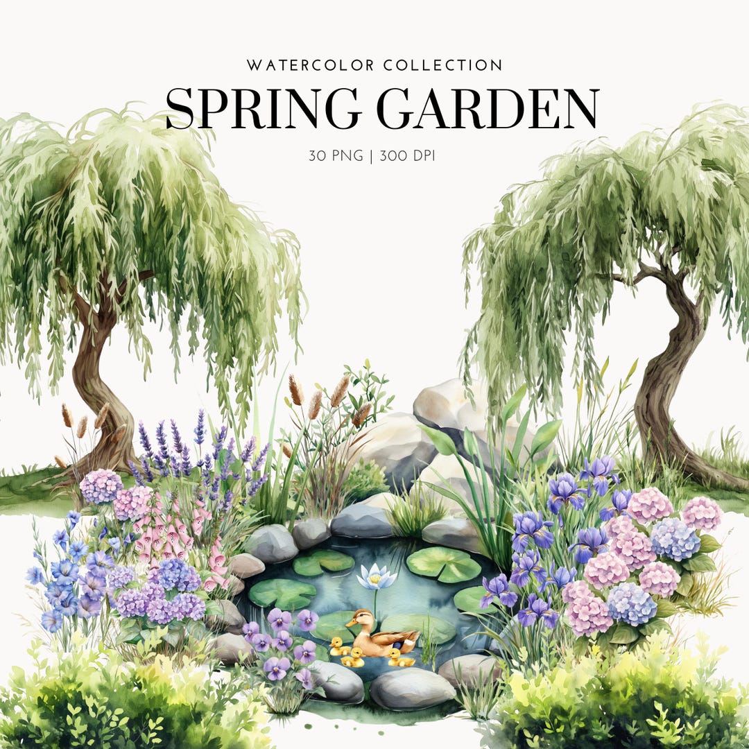 Watercolor Spring Clipart,floral Graphics, Spring Garden Clipart,spring ...
