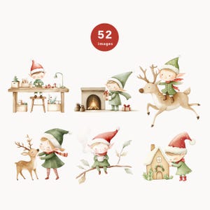 Cute Santa's Workshop Clipart, Cute Christmas Clipart, Christmas Elves ...