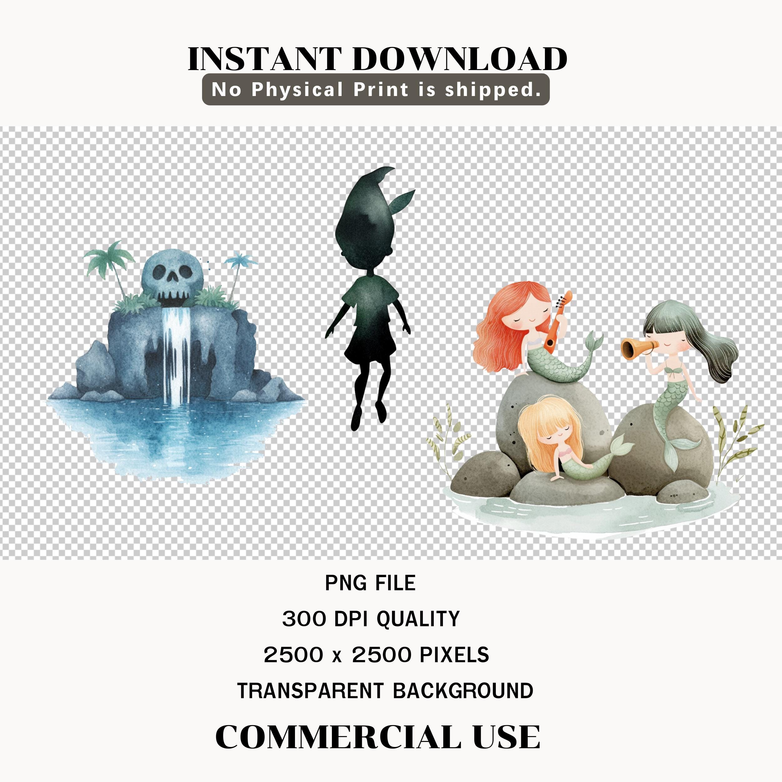 Peter Pan Watercolor Clipart, Fairy Tale Clip Art, Cute Tinkerbell ...