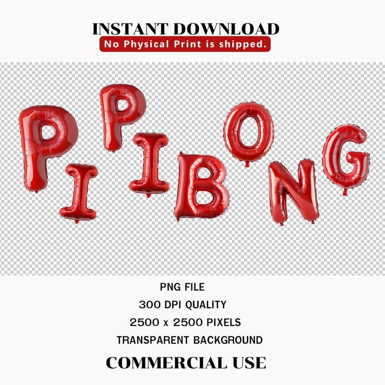 Red Foil Balloon Alphabet Clip Art, Red Alphabet Graphics in PNG Format ...