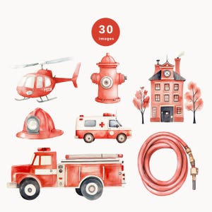 Cute Firefighters Clipart, Cute Watercolor Clipart, Fire Extinguisher ...