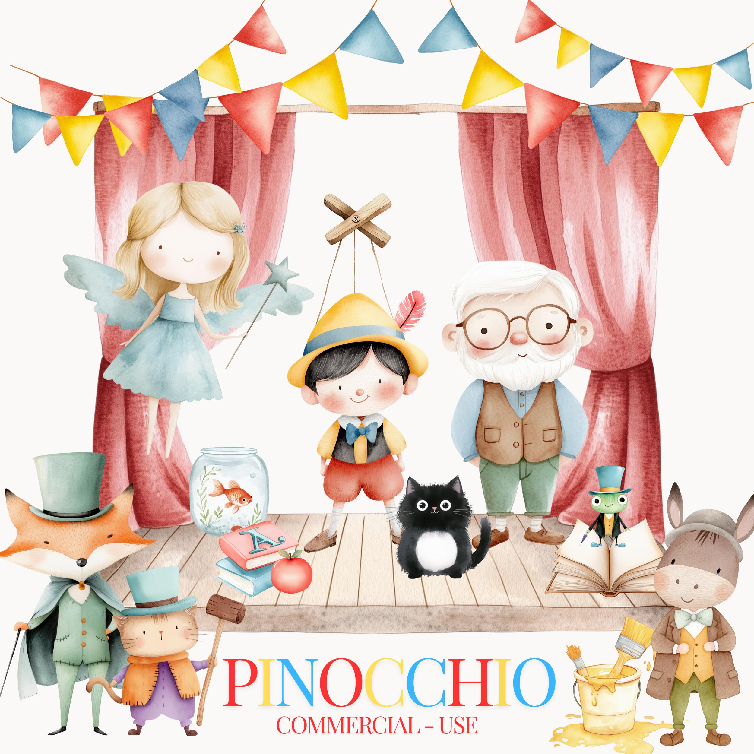 Cute Pinocchio, Wooden Boy Watercolor Clipart, Baby Pinocchio Clipart ...
