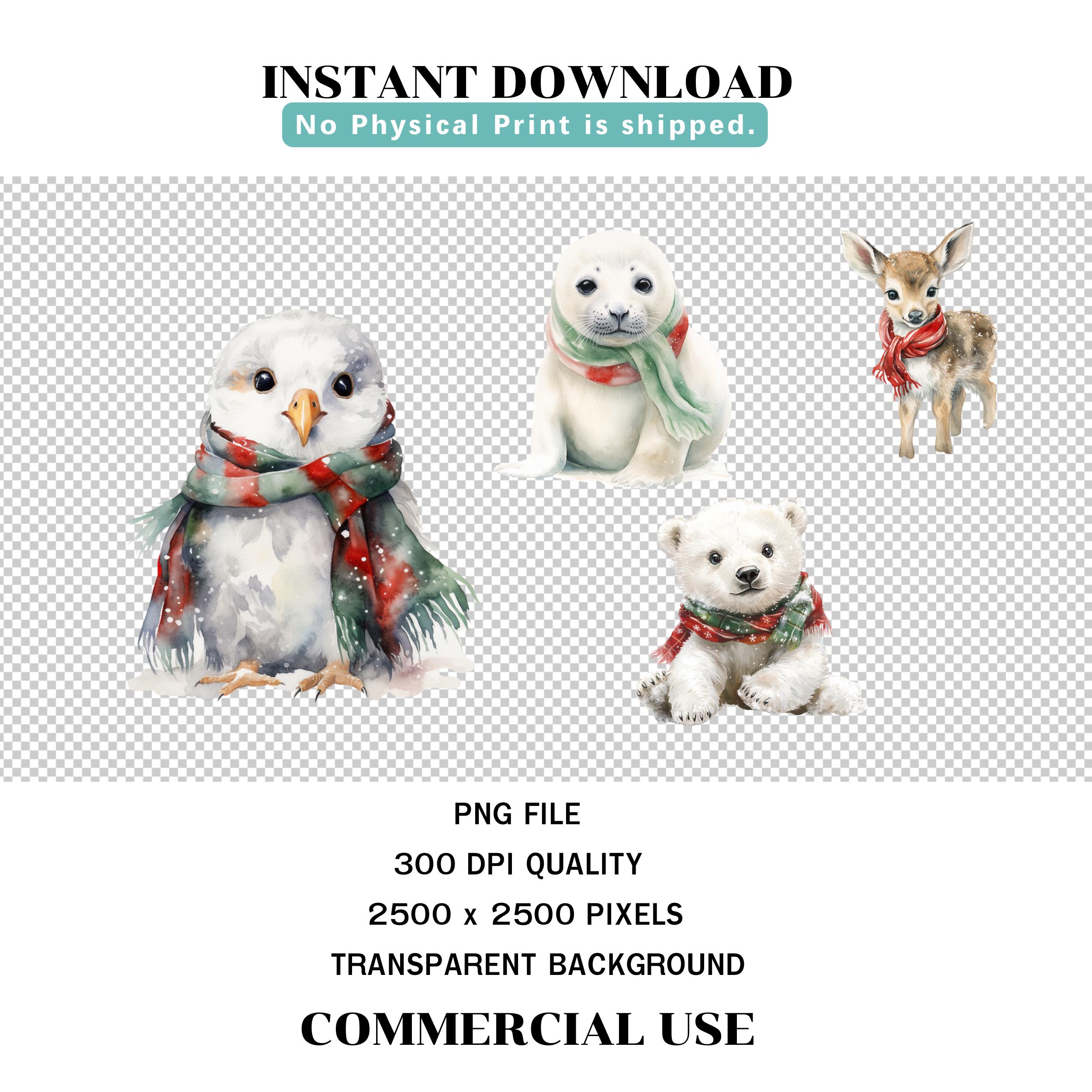 Christmas Animals Clipart,winter Clipart, Arctic Animals Winter, Baby ...